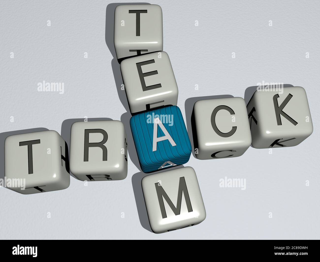 track team combined by dice letters and color crossing for the related ...
