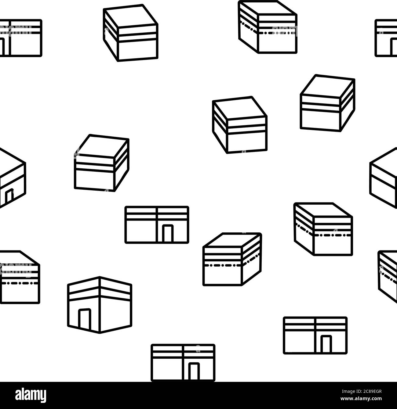 Makkah Islamic Religious Building Vector Seamless Pattern Stock Vector ...