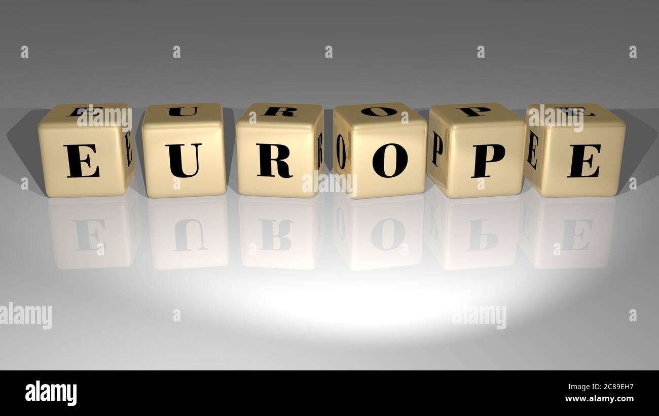 3D graphical image of Europe vertically along with text built by ...