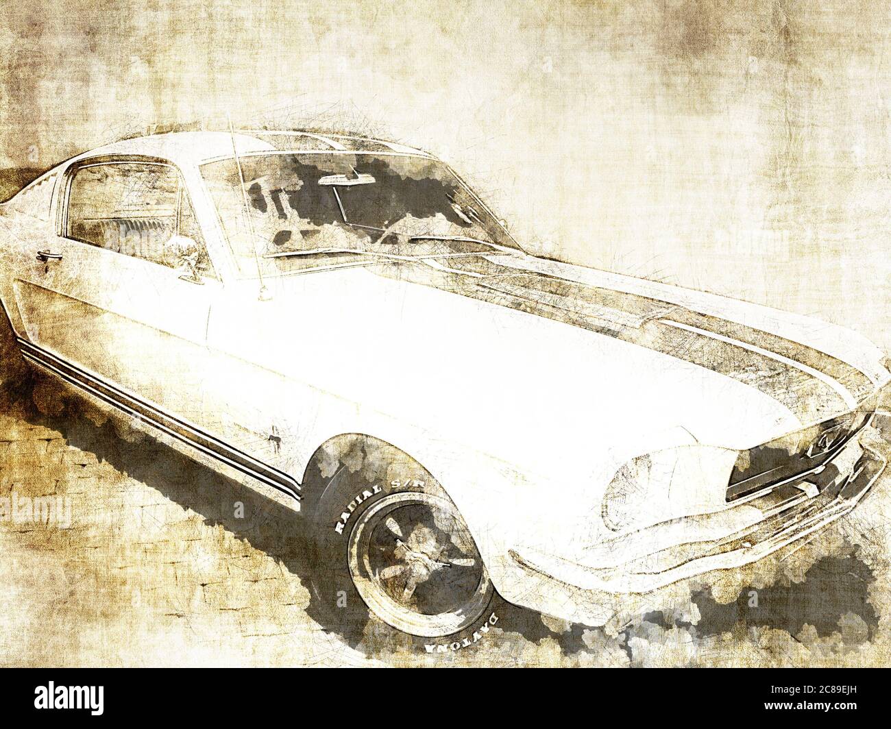 Sepia Vintage Ford Mustang Stock Photo - Alamy