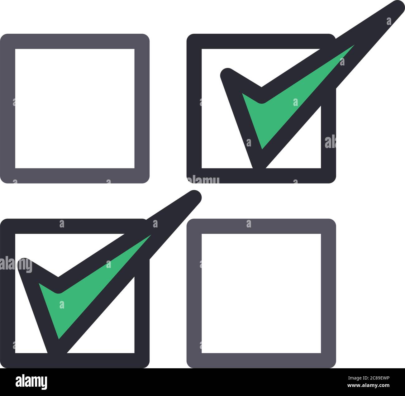 Options with check marks line and fill style icon design, Questionary ...