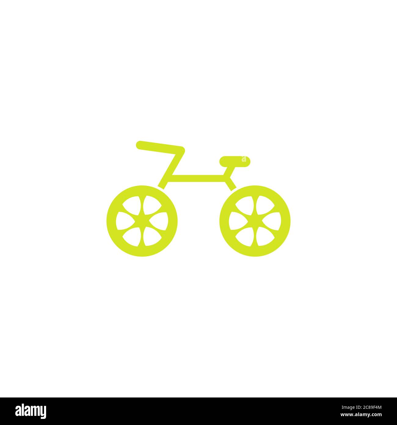 Green bicycle with lime wheels icon. Flat bike logo isolated on white ...