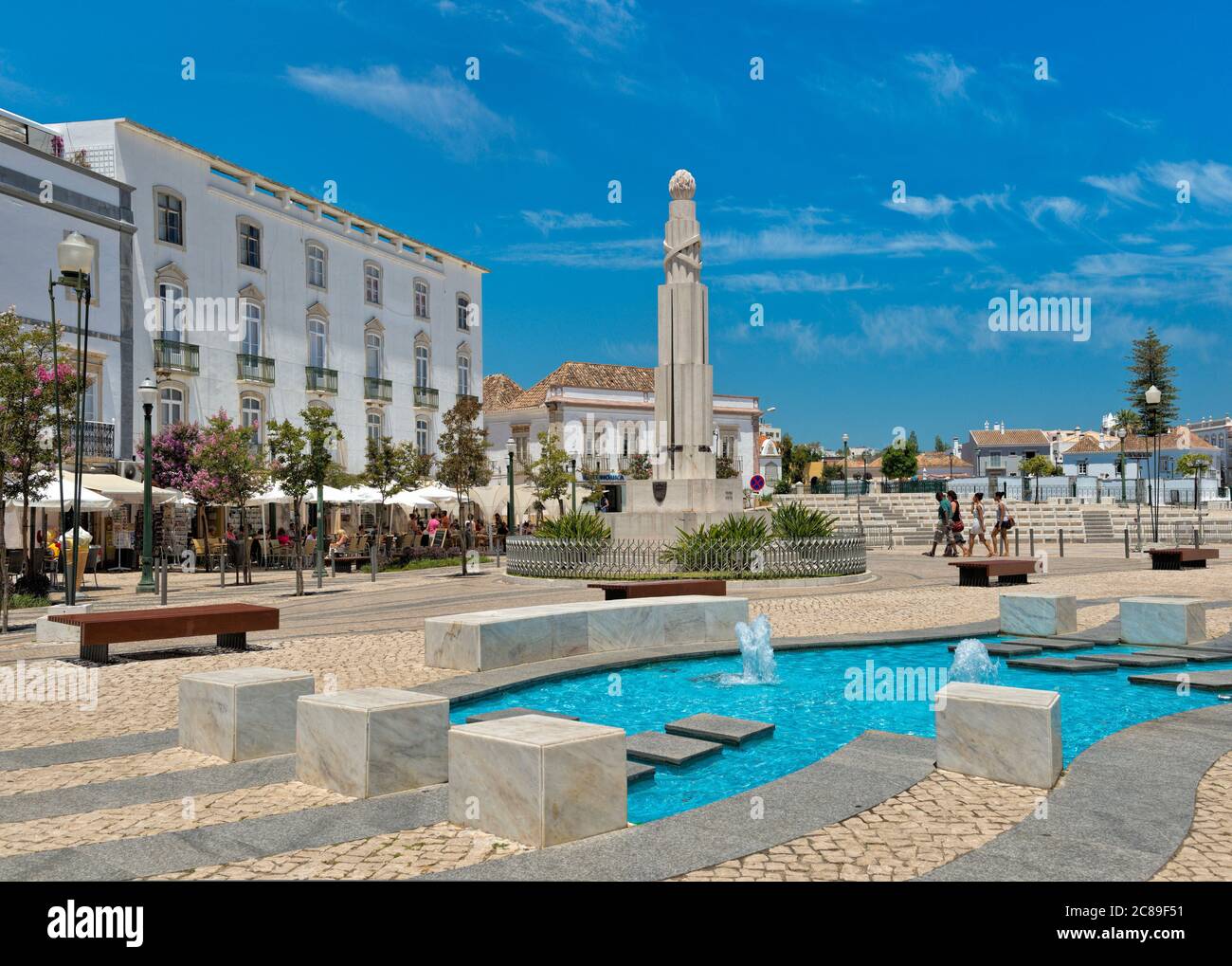 Tavira, Praca da Republica central square Stock Photo - Alamy