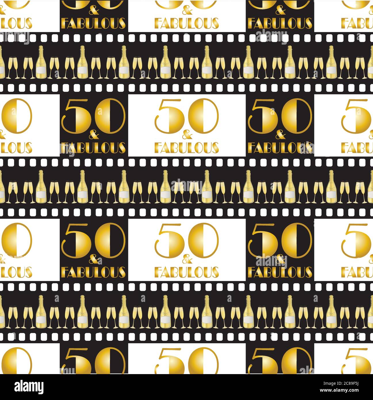 Fifty and fabulous birthday seamless vector pattern, background ...
