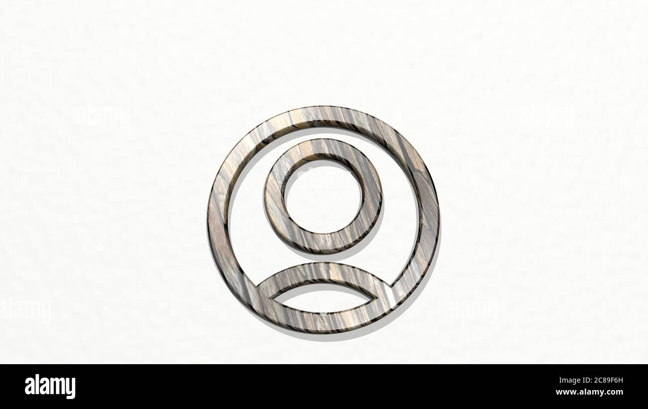 SINGLE NEUTRAL CIRCLE made by 3D illustration of a shiny metallic ...