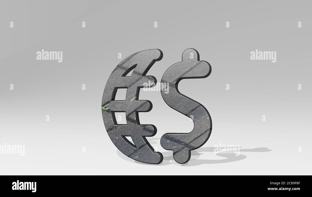 currency dollar international casting shadow with two lights. 3D ...