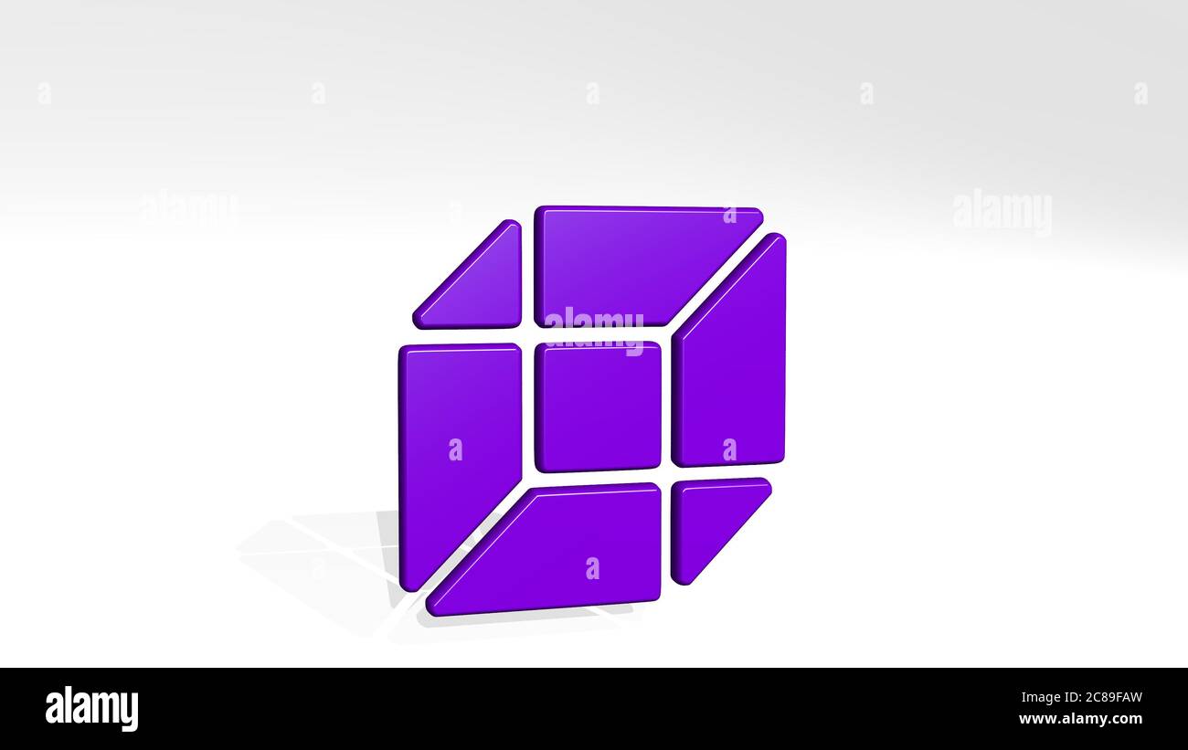 shape cube alternate from a perspective with the shadow. A thick ...