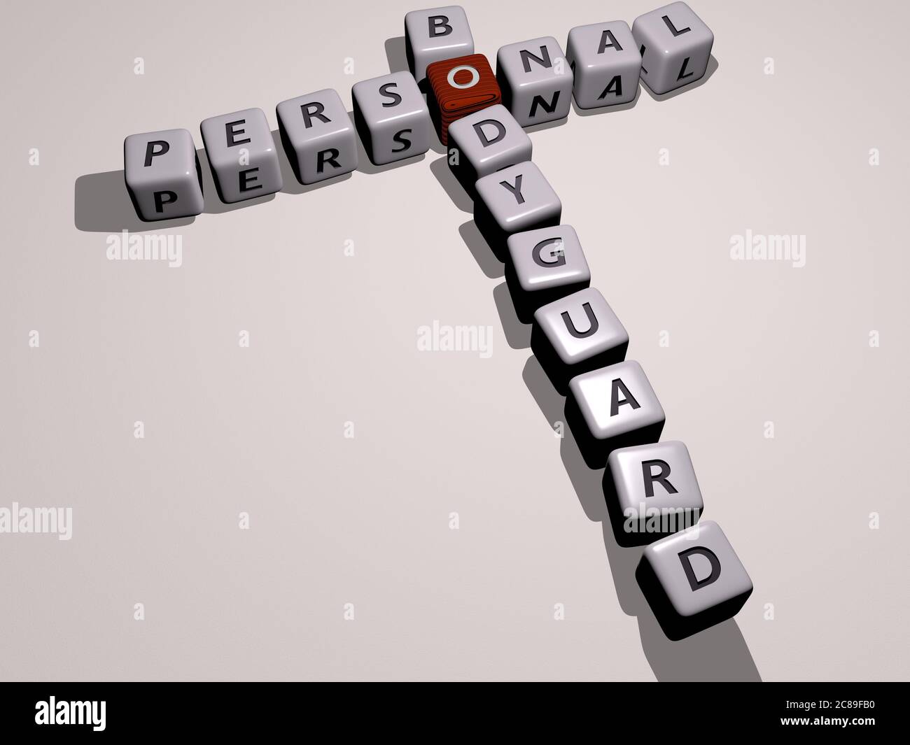 crosswords of PERSONAL BODYGUARD arranged by cubic letters on a mirror ...