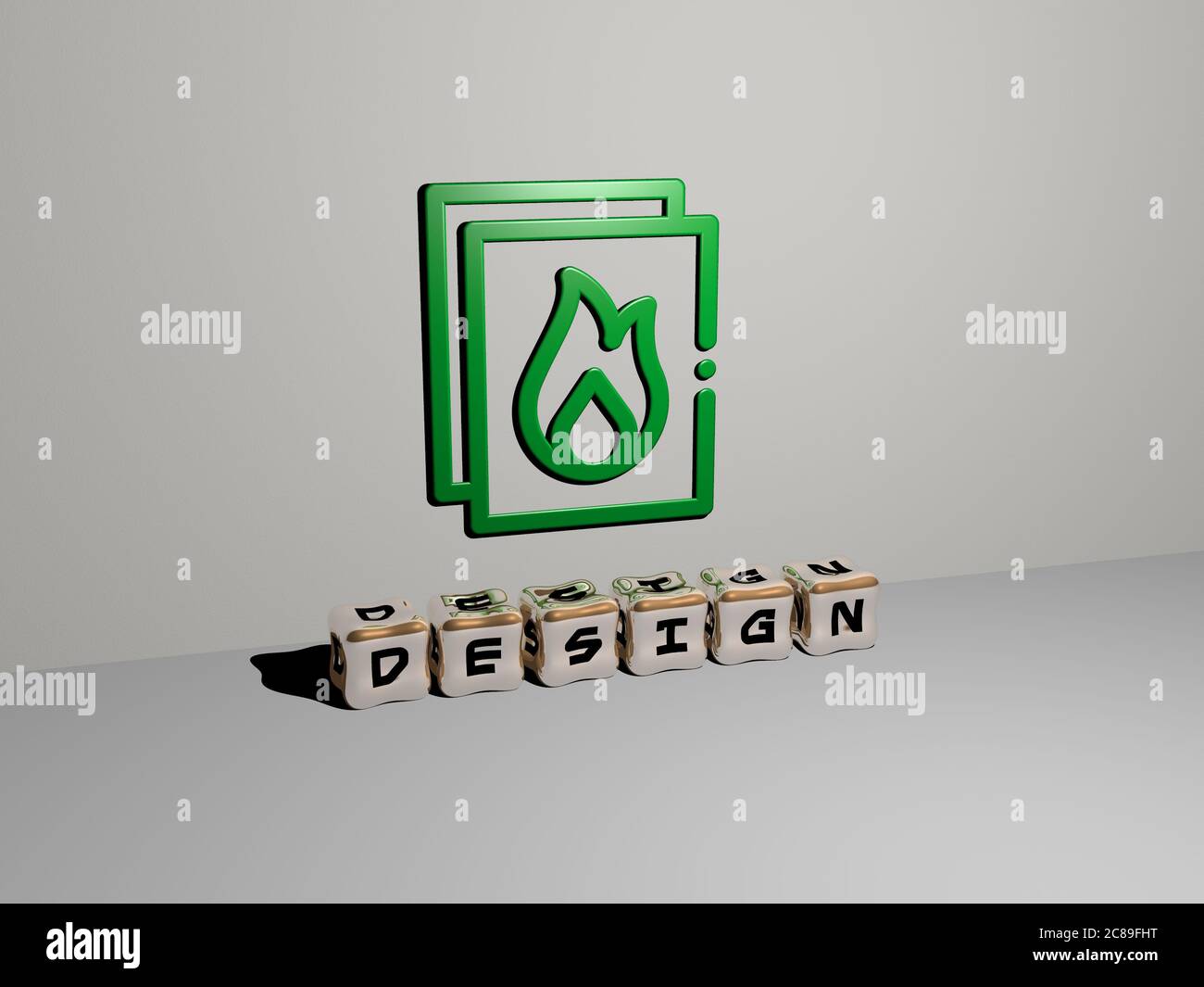 3D graphical image of design vertically along with text built by ...
