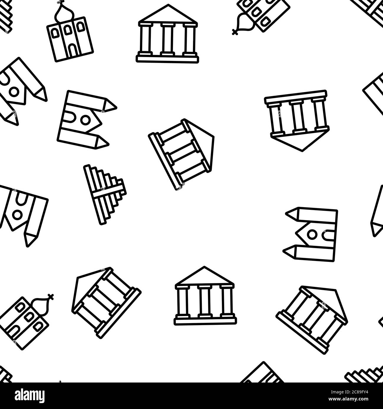 Temple Architecture Building Vector Seamless Pattern Stock Vector Image ...