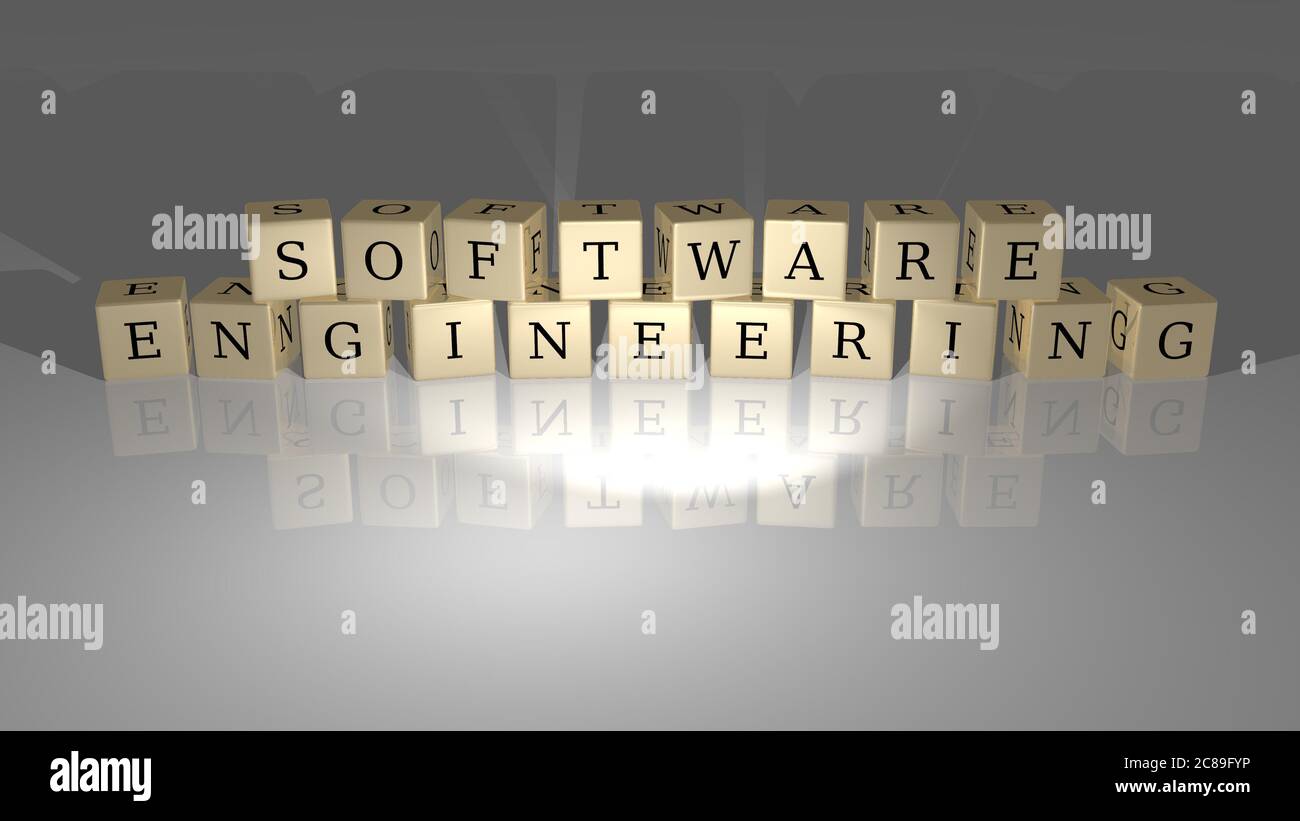 3D graphical image of SOFTWARE ENGINEERING vertically along with text ...