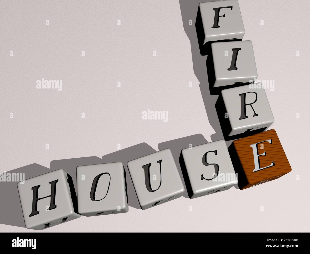 house fire combined by dice letters and color crossing for the related ...
