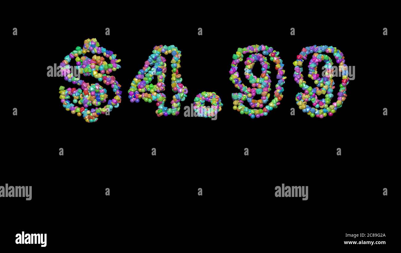 $4.: 3D illustration of the text made of small objects over a black ...