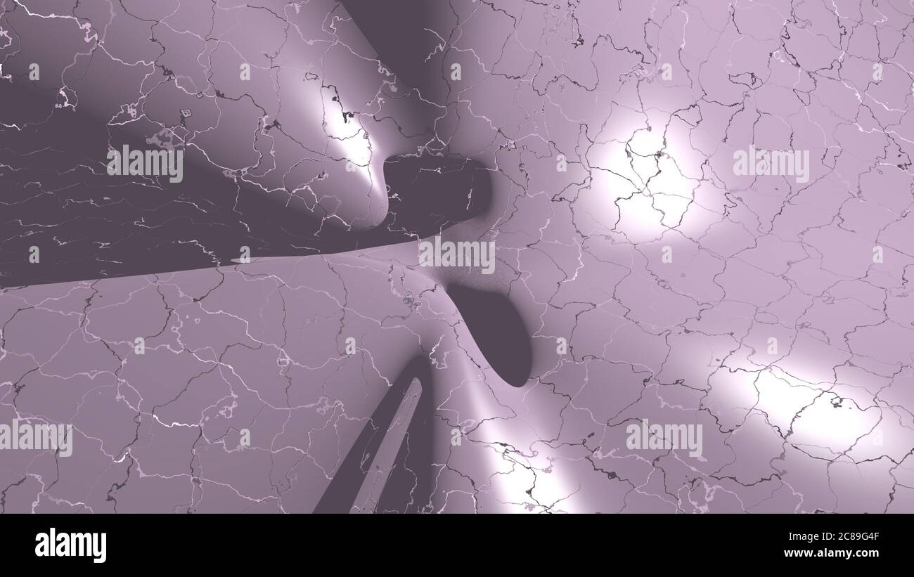 3D illustration of a geometrical shape of plum color on a white ...