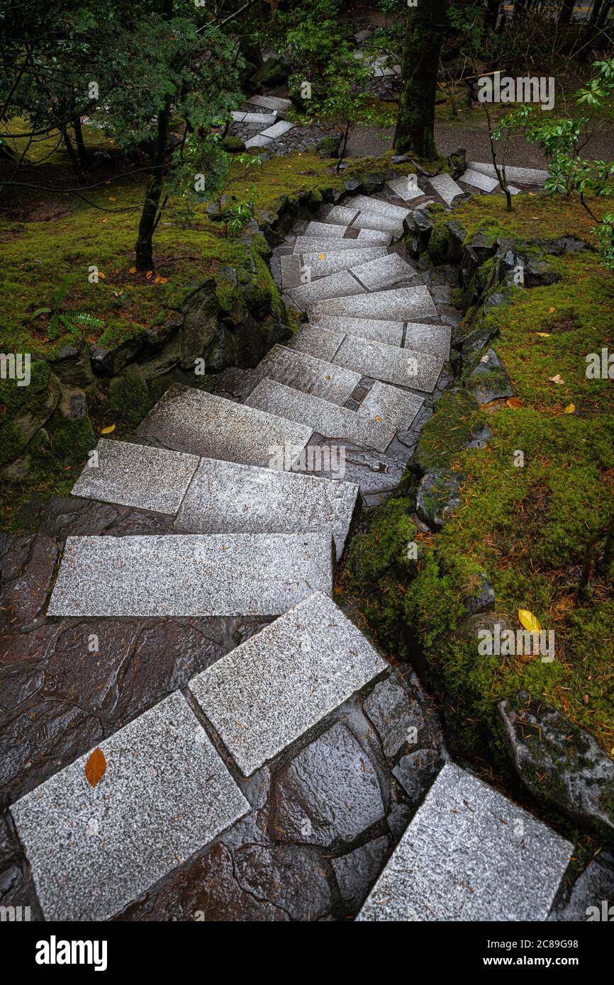 Stone Stairs in a Japanese Garden Stock Photo - Alamy