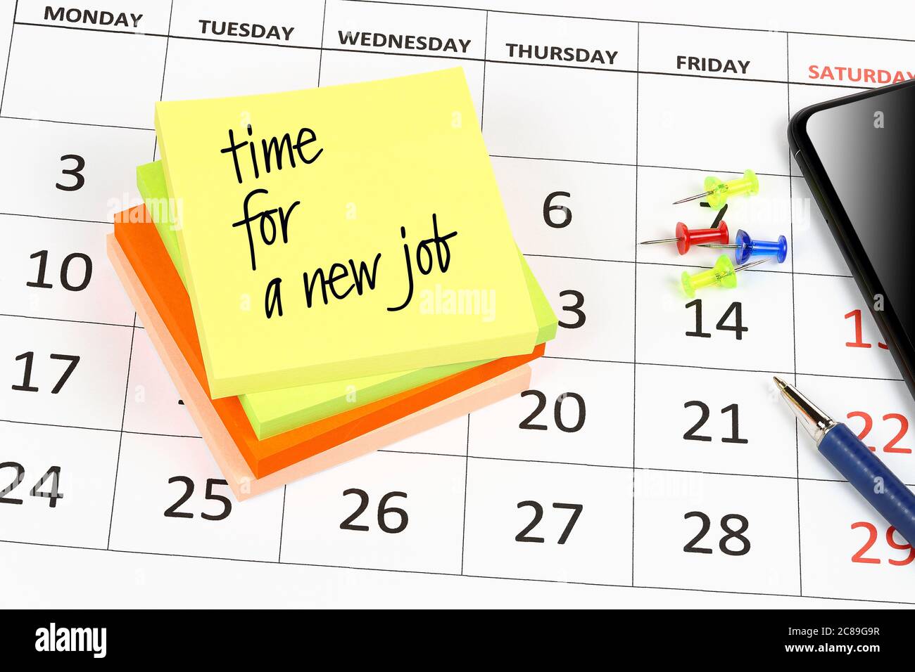 time for a new job written on note, employment concept Stock Photo - Alamy