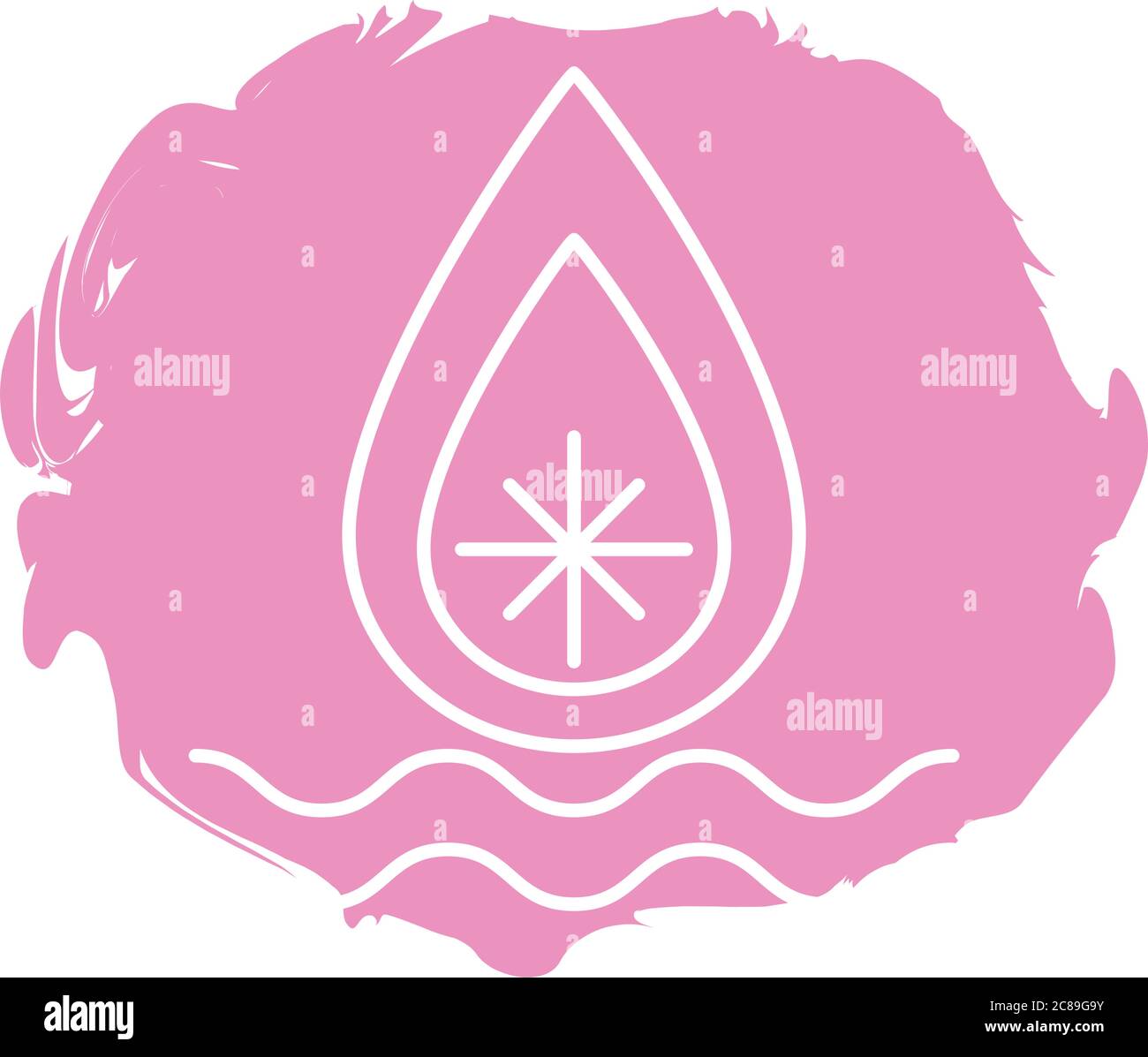 water waves and fire flame zodiac symbol block style vector ...