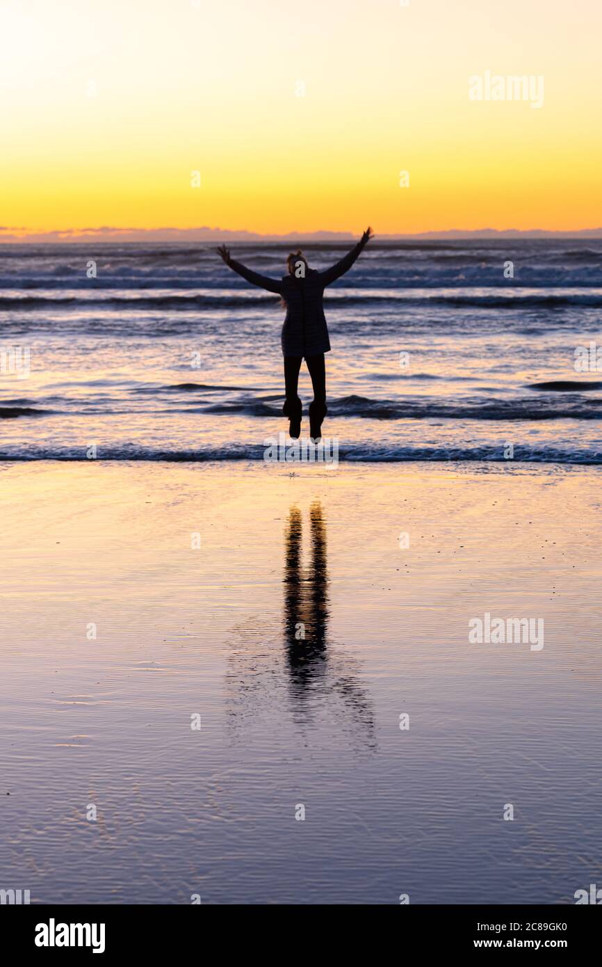 Fun at the Beach in Oregon Stock Photo - Alamy