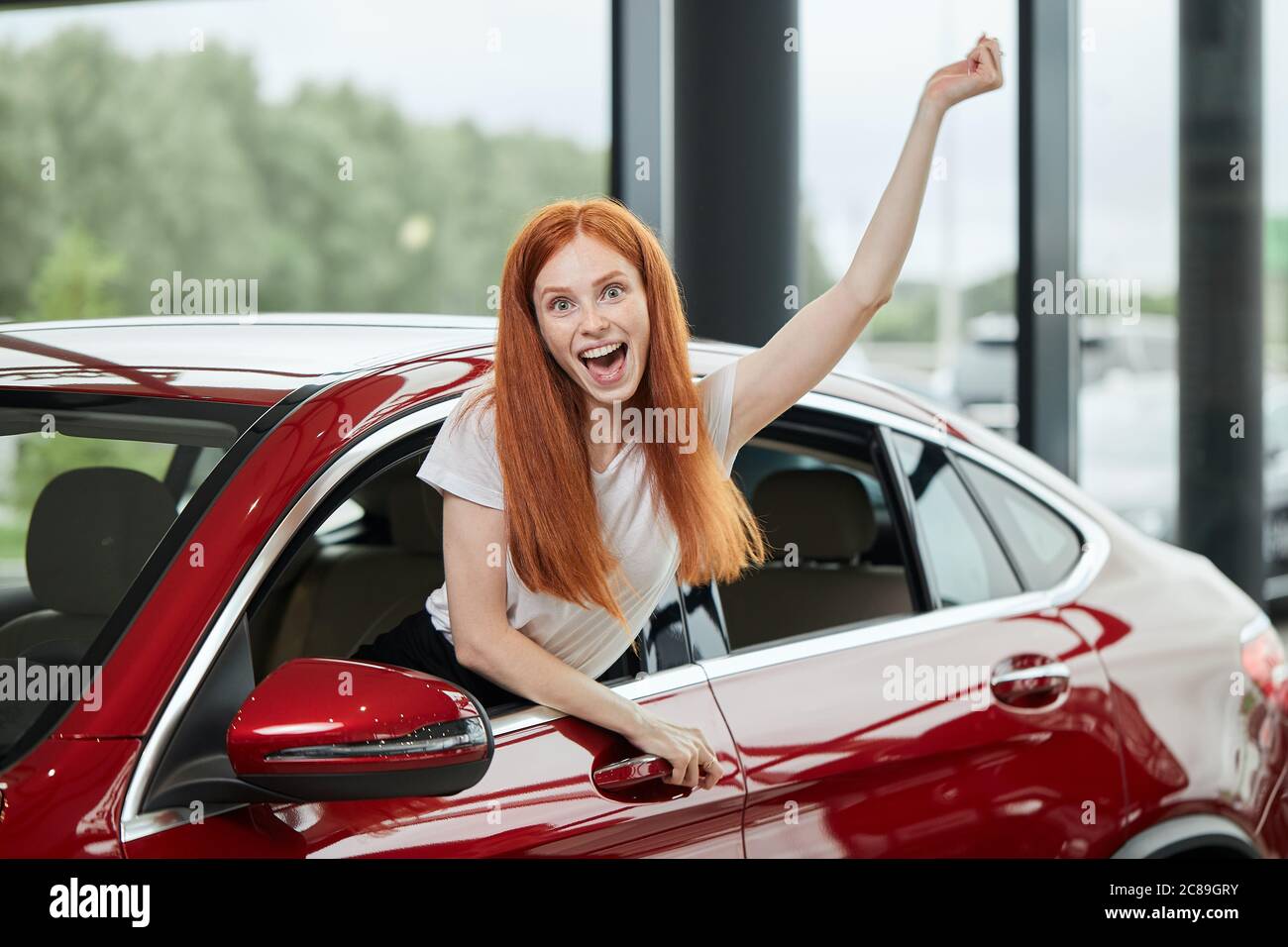 Car sale, consumerism and human emotions concept. Emotionally colored ...