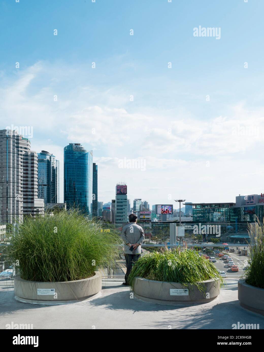 General view of the skygarden with infrastructure and streets. Seoullo ...