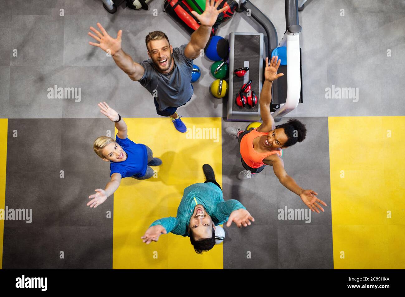 Fitness, sport, training, gym, success and lifestyle concept. Group of ...