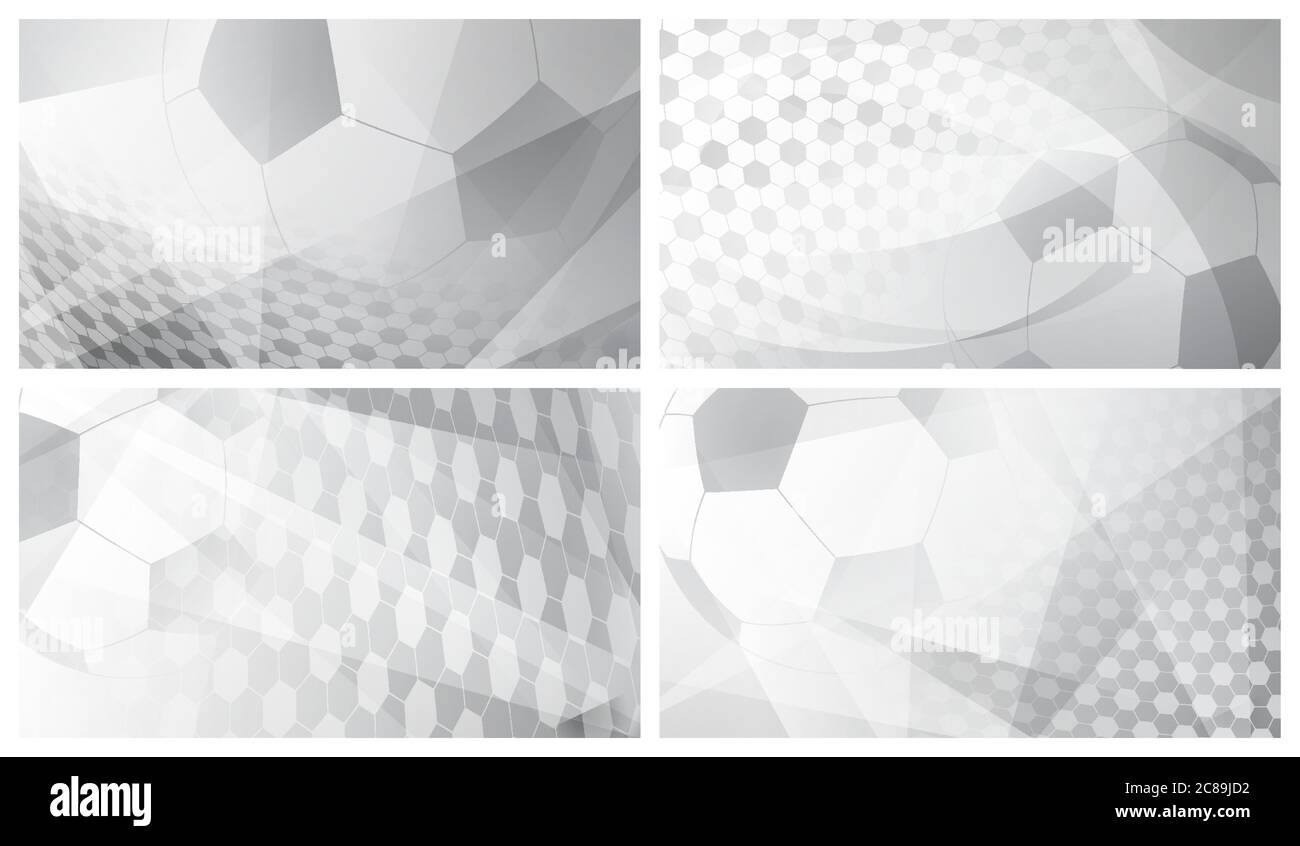 Set of four football or soccer abstract backgrounds with big ball in ...