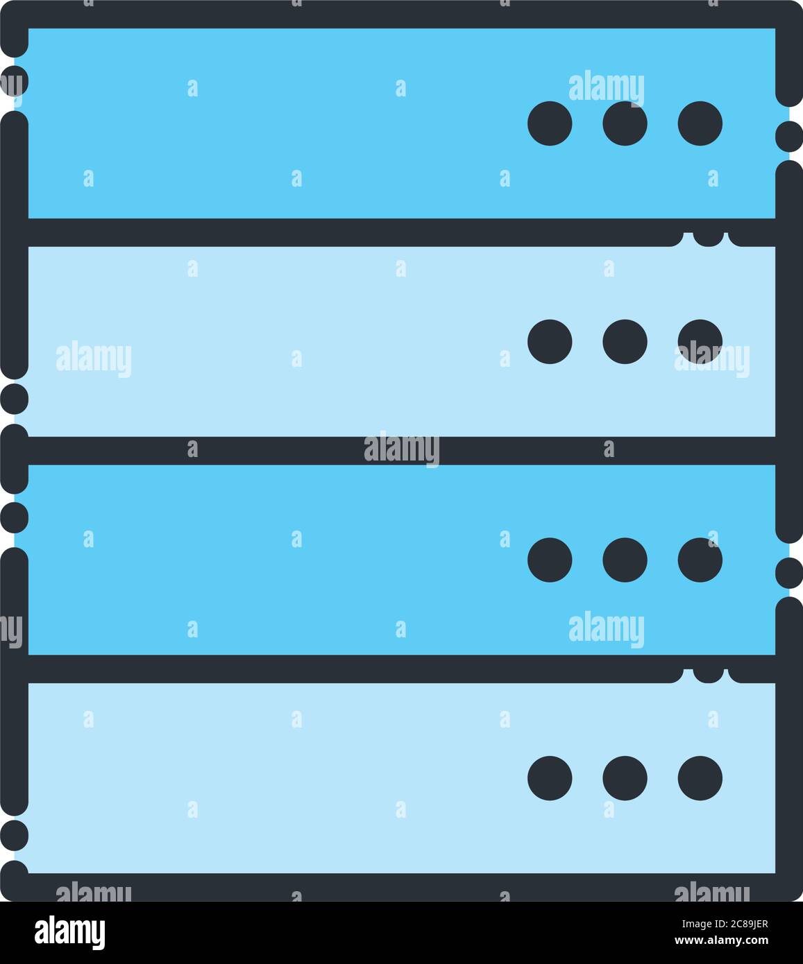 Web hosting line and fill style icon design, Big data center base security system and hardware ...