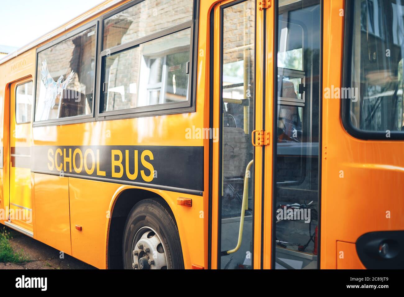 Big yellow school bus, back to school, delivery of children to school ...