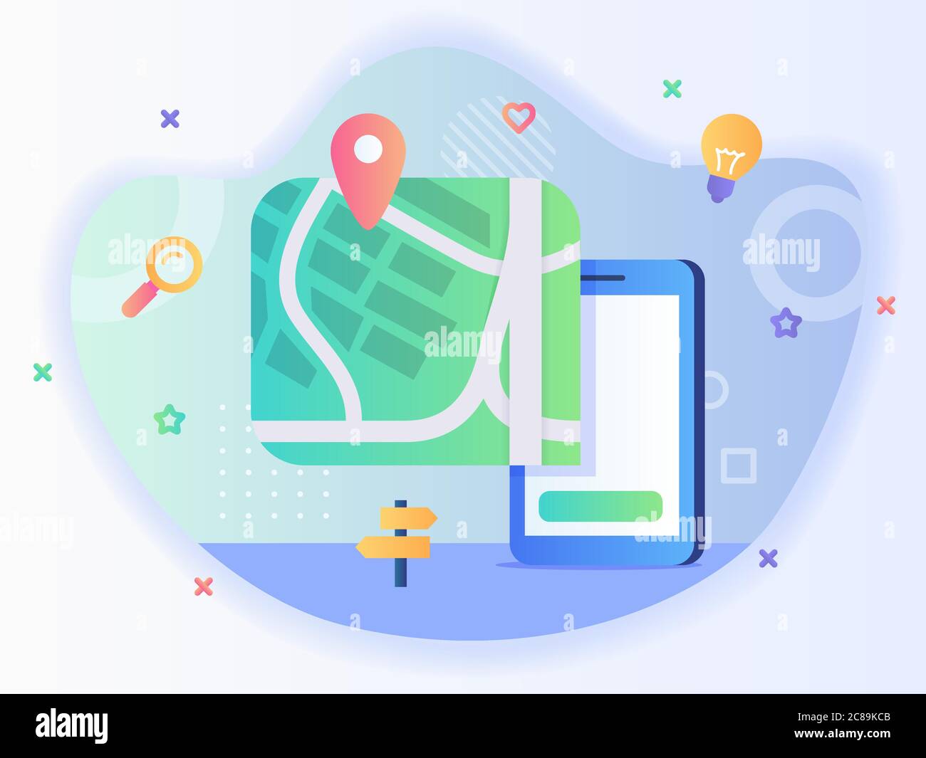 Map pointer location on Smartphone screen concept of pick location with ...