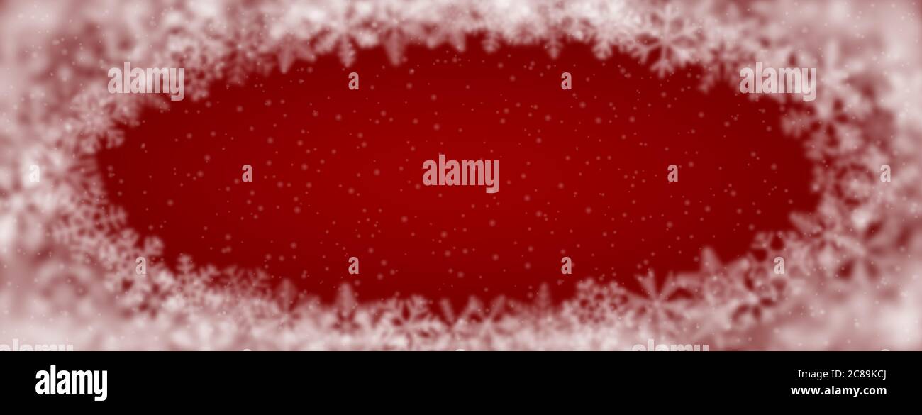 Christmas background of snowflakes of different shape, blur and ...