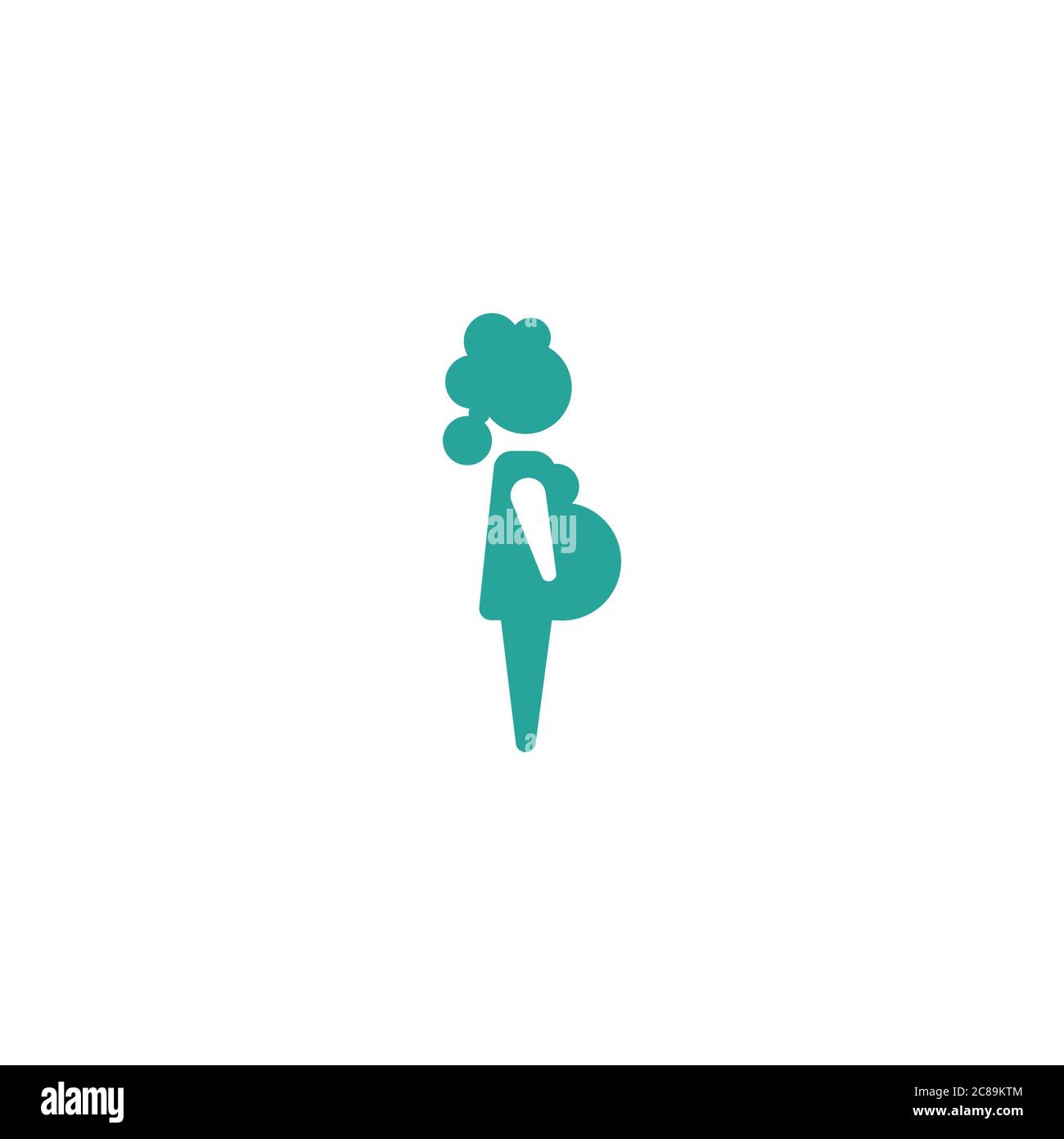 Blue silhouette of pregnant woman in dress. Lady prenatal sign ...