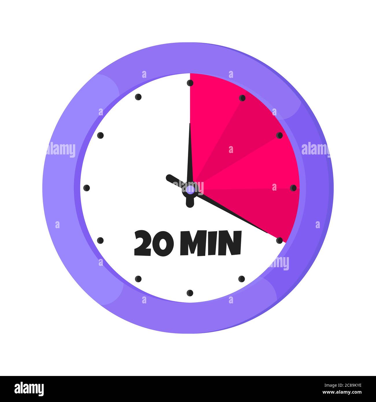 Twenty minutes on analog clock face flat style design vector ... Twenty minutes on analog clock face flat style design vector ...
