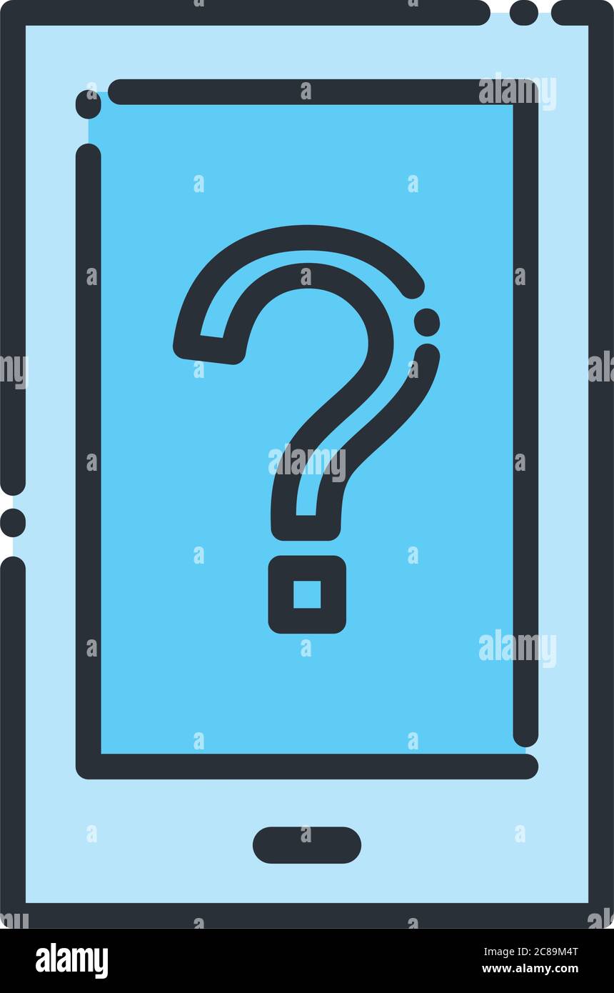 Smartphone with question mark line and fill style icon design ...