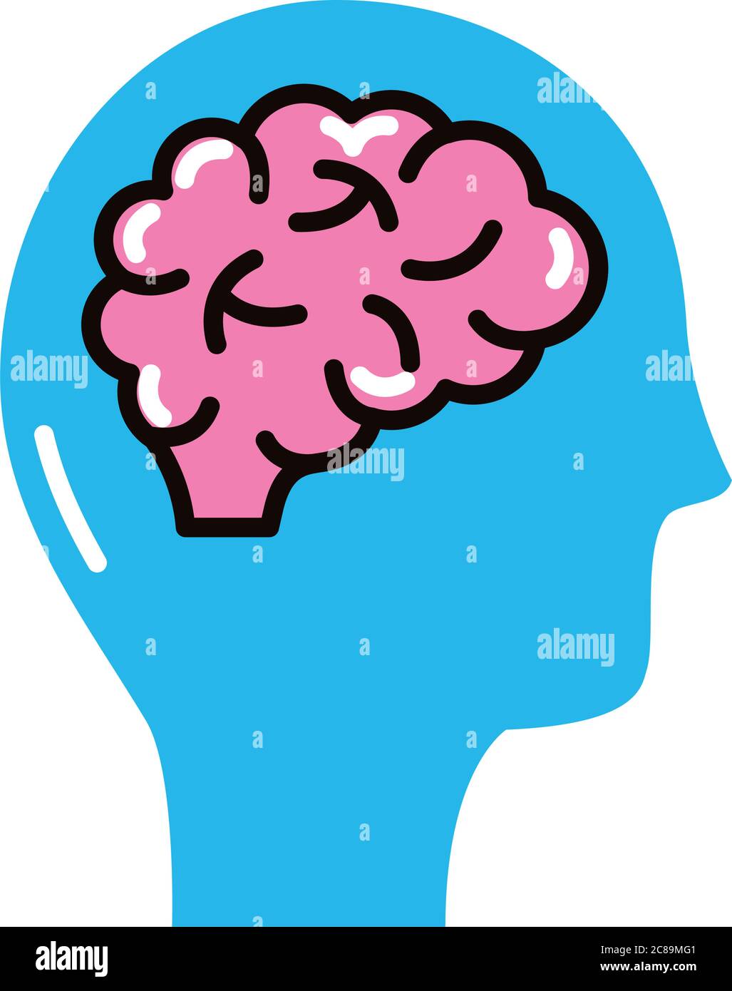 profile with brain human line and fill style icon vector illustration ...