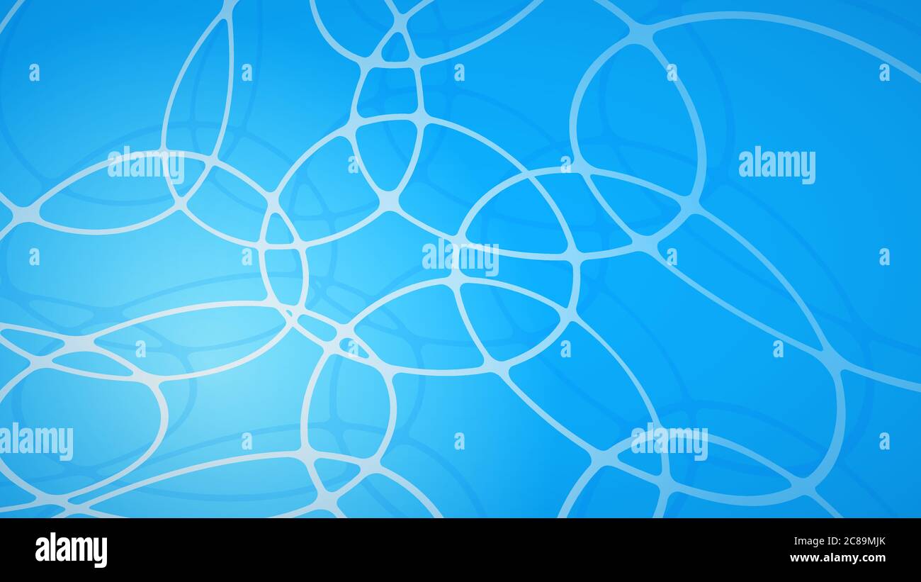 Abstract background of intersecting circles with shadows in light blue ...