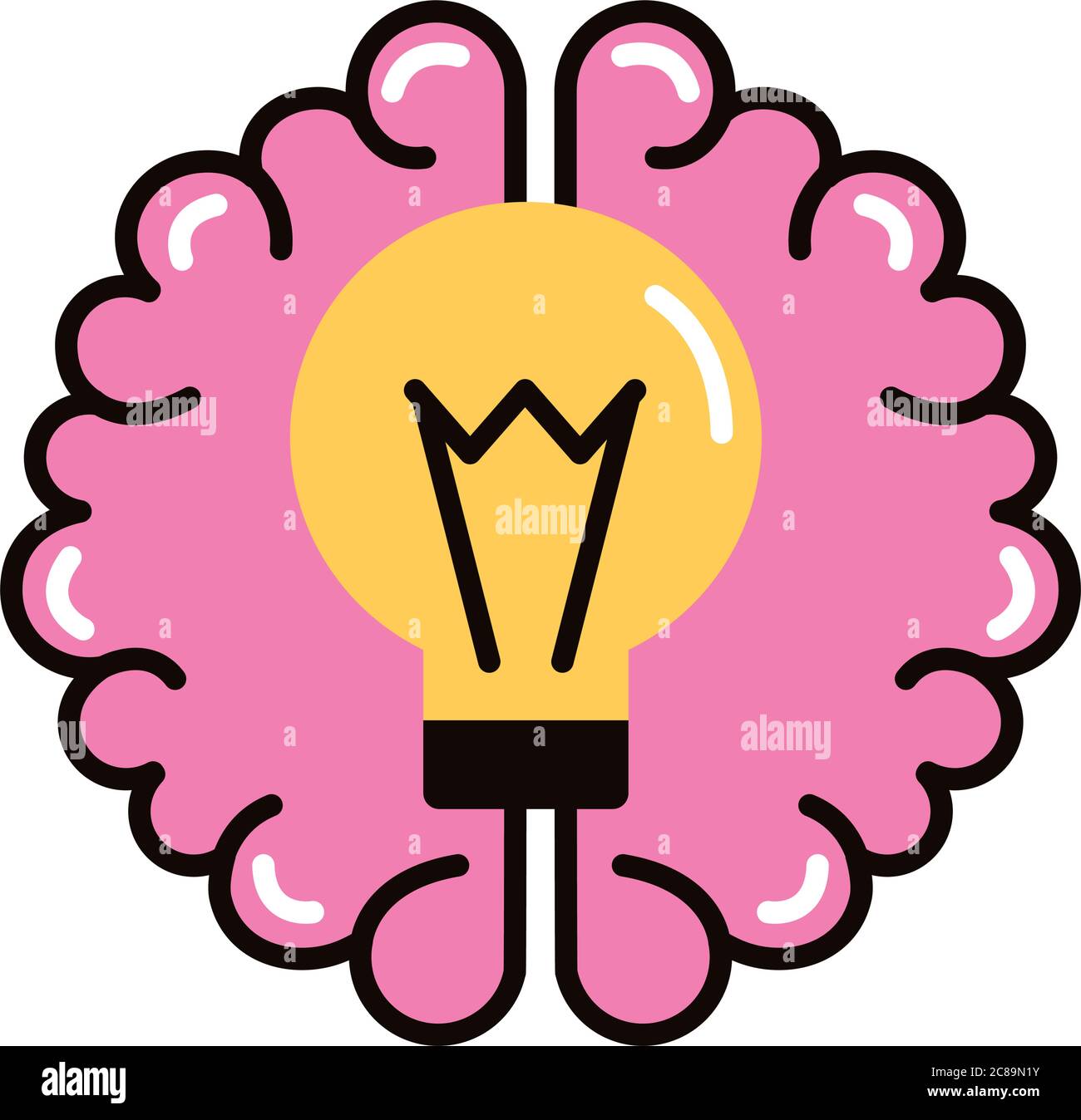 brain human with bulb line and fill style icon vector illustration ...