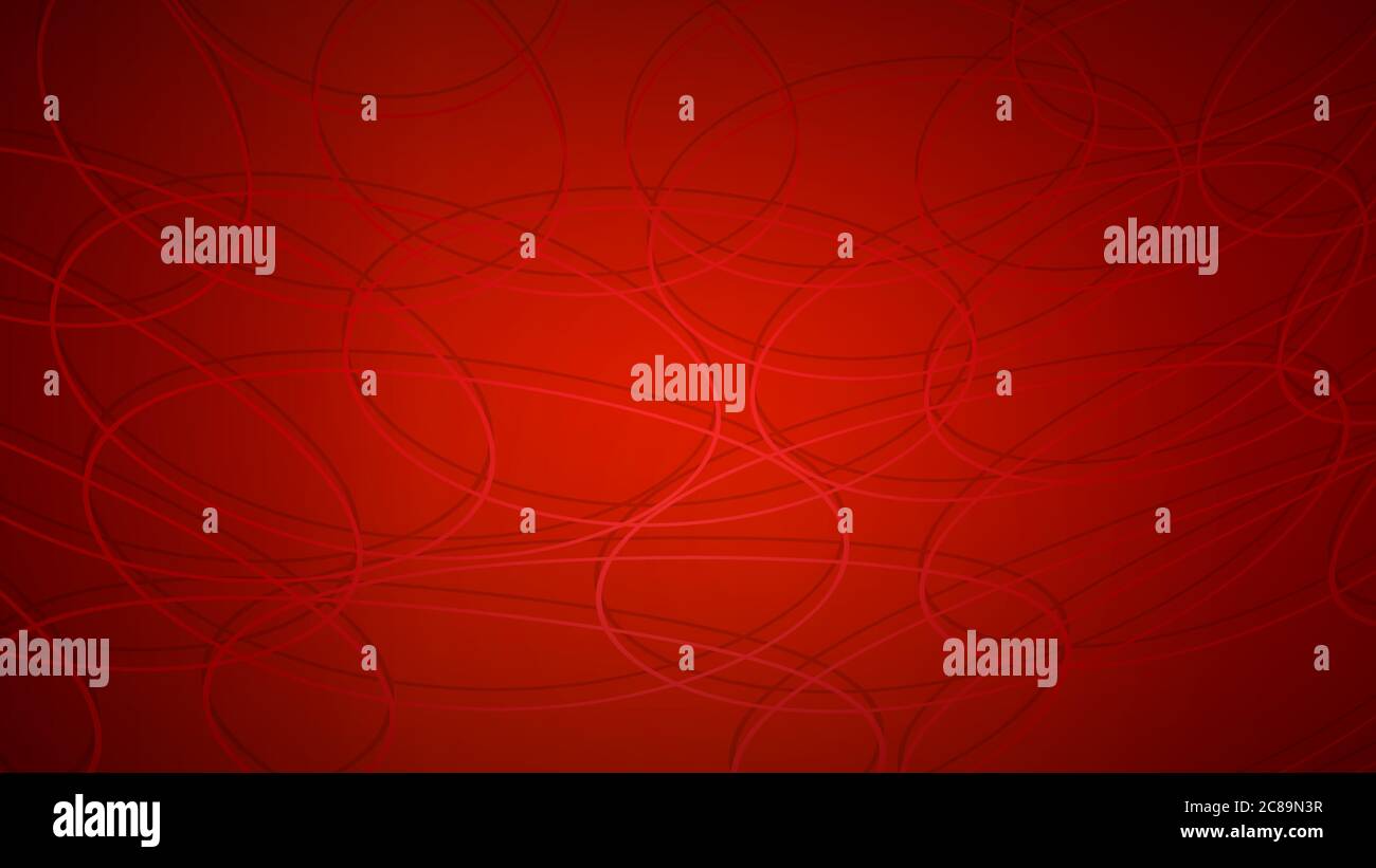 Abstract background of intersecting circles with shadows in red colors ...