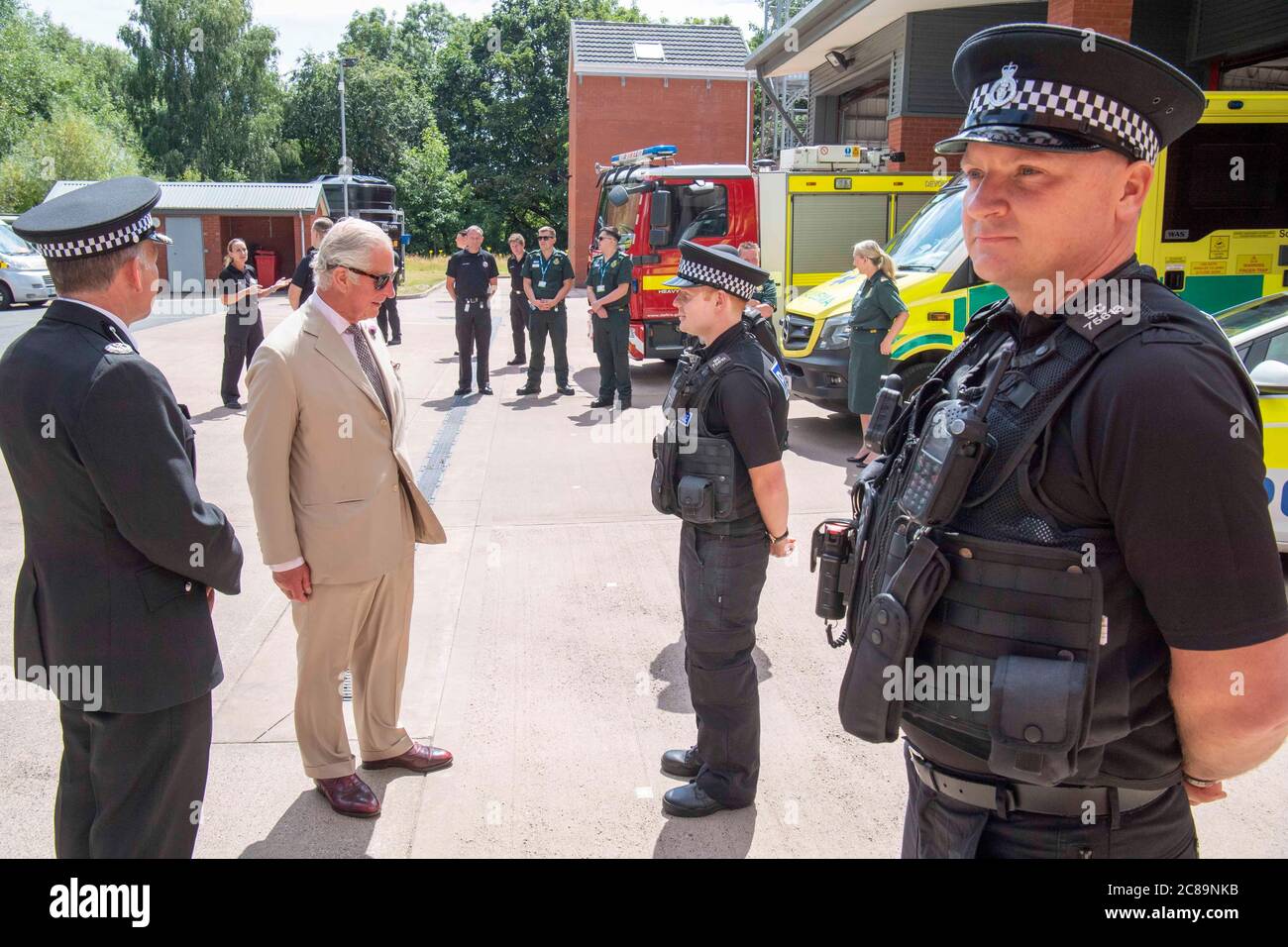 The Prince of Wales during a visit to Middlemoor Fire Station in Devon ...