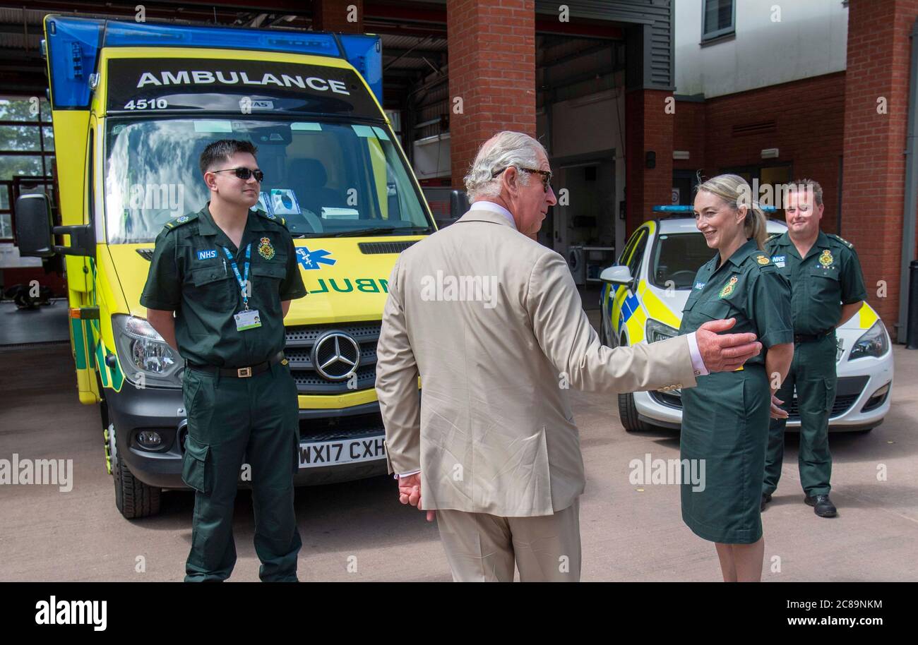 The Prince of Wales during a visit to Middlemoor Fire Station in Devon ...
