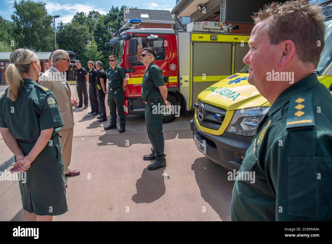 The Prince of Wales during a visit to Middlemoor Fire Station in Devon ...