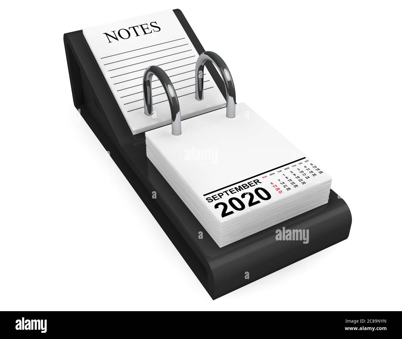 2020 Year September Calendar on a white background. 3d Rendering Stock ...