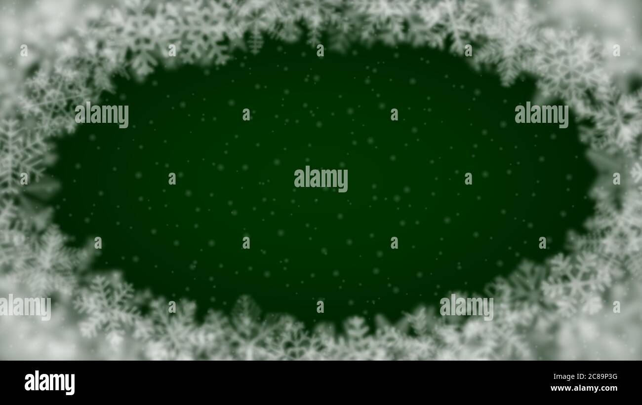 Christmas background of snowflakes of different shape, blur and ...