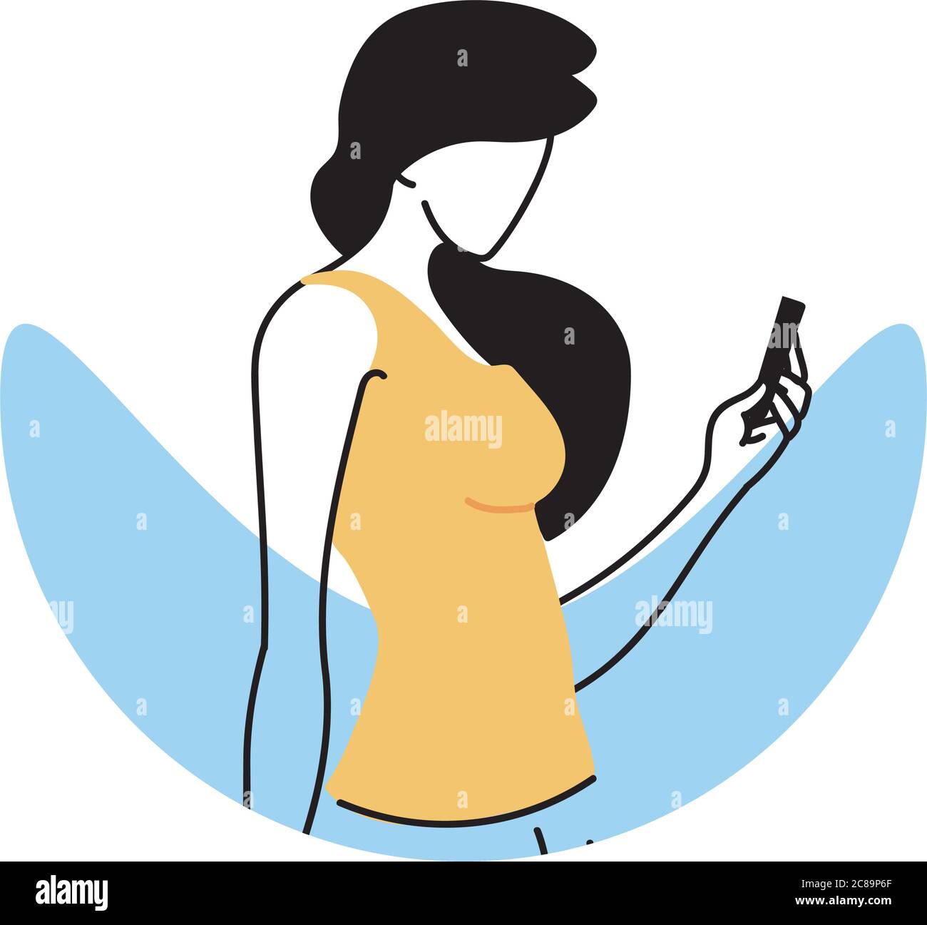 Young woman checking the cell phone vector illustration design Stock ...