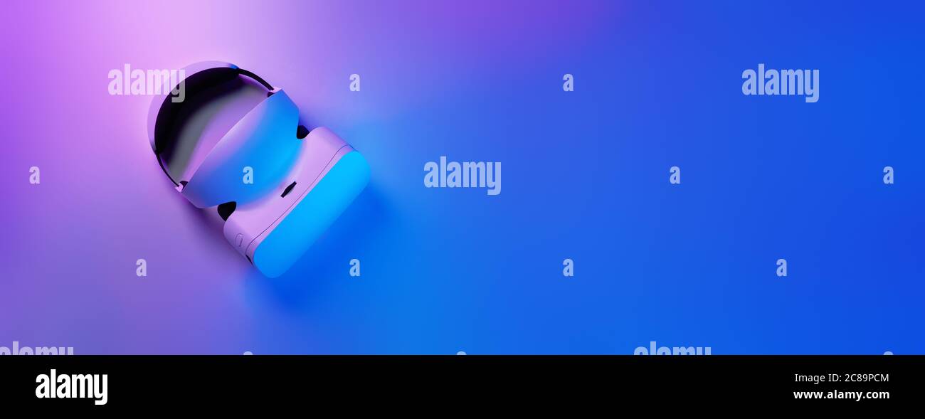 Virtual reality headset in violet and blue neon colors Stock Photo - Alamy