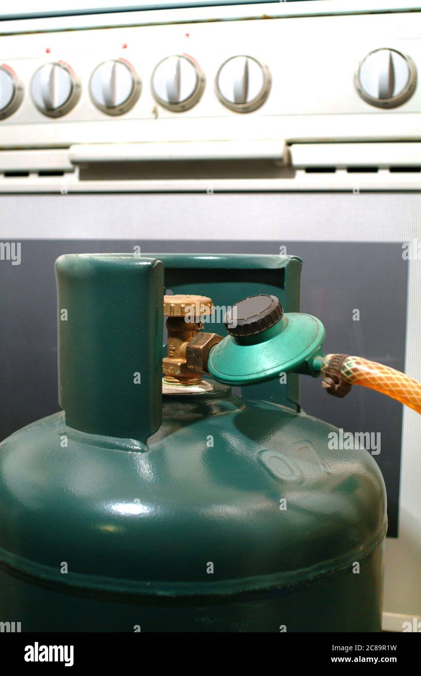 Domestic accident gas cylinder at home Stock Photo - Alamy