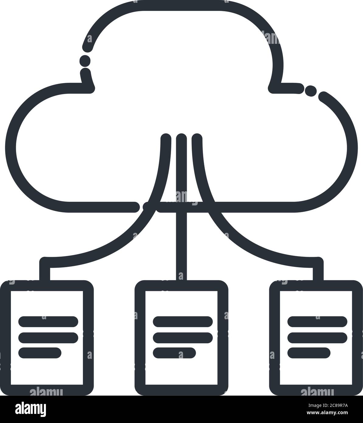 Cloud computing with documents line style icon design, Communication internet and connectivity ...