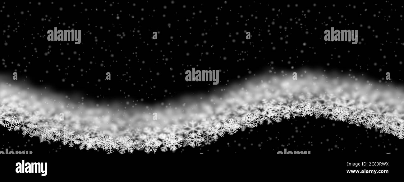 Christmas background of snowflakes of different shape, blur and ...
