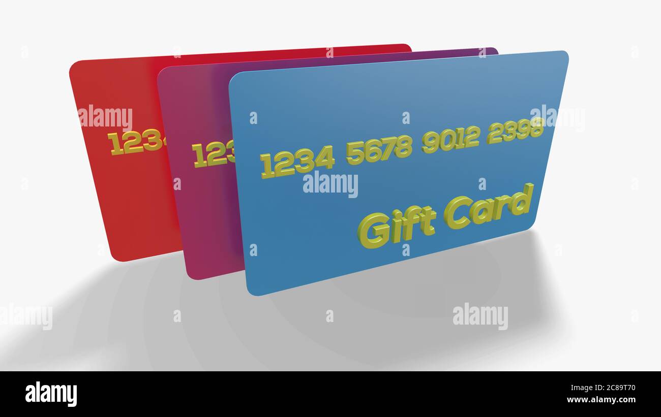 colorful gift card illustration 3d render Stock Photo - Alamy