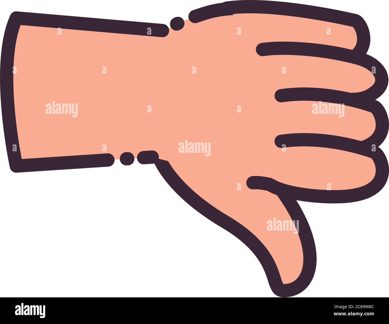 dislike gesture with hand line and fill style icon design of People arm ...