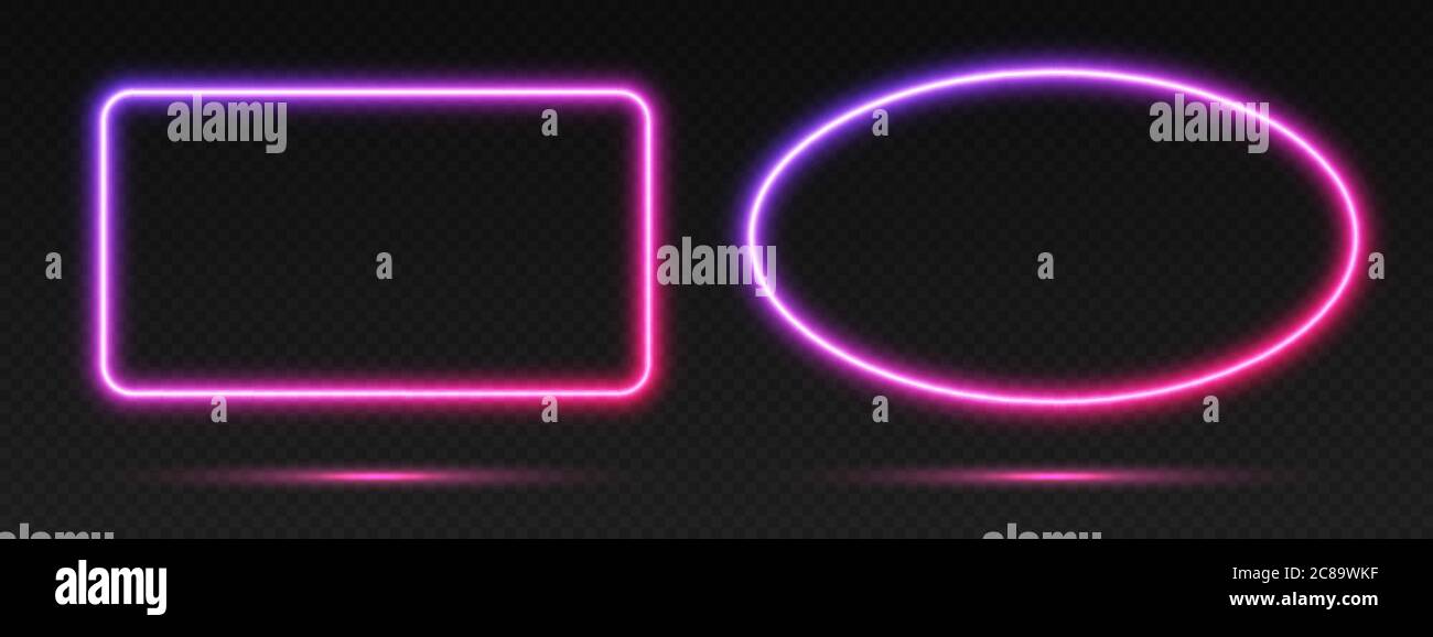 Neon gradient frames set, collection of purple-pink glowing borders ...